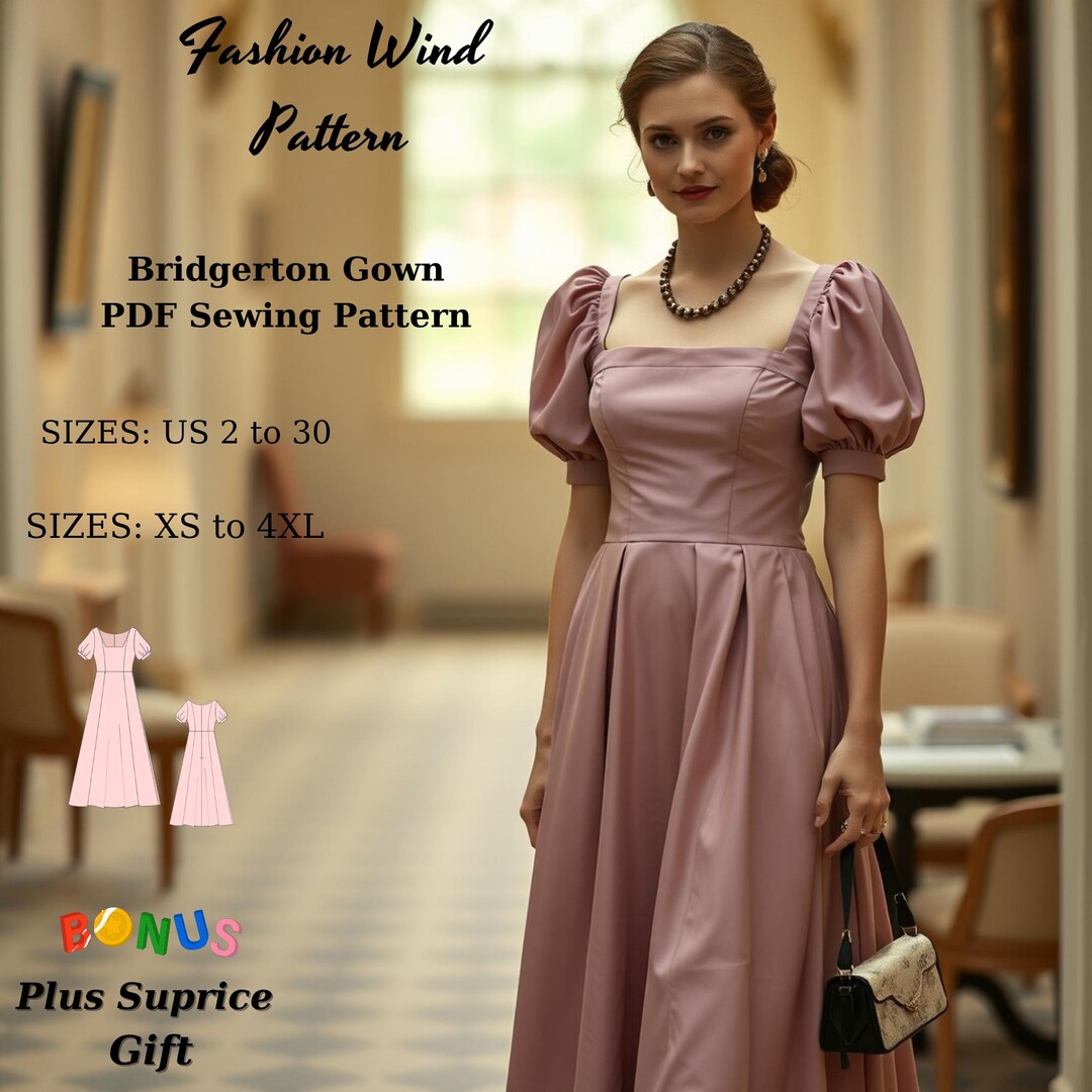 Bridgerton Gown Sewing Pattern, Bridgerton Style Dress, Renaissance ...