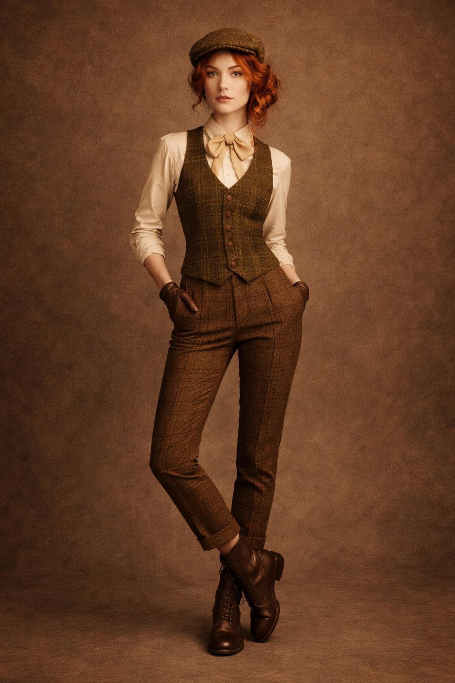 Edwardian Cottagecore Vest, Pants & Blouse,vintage Inspired Tweed Vest ...