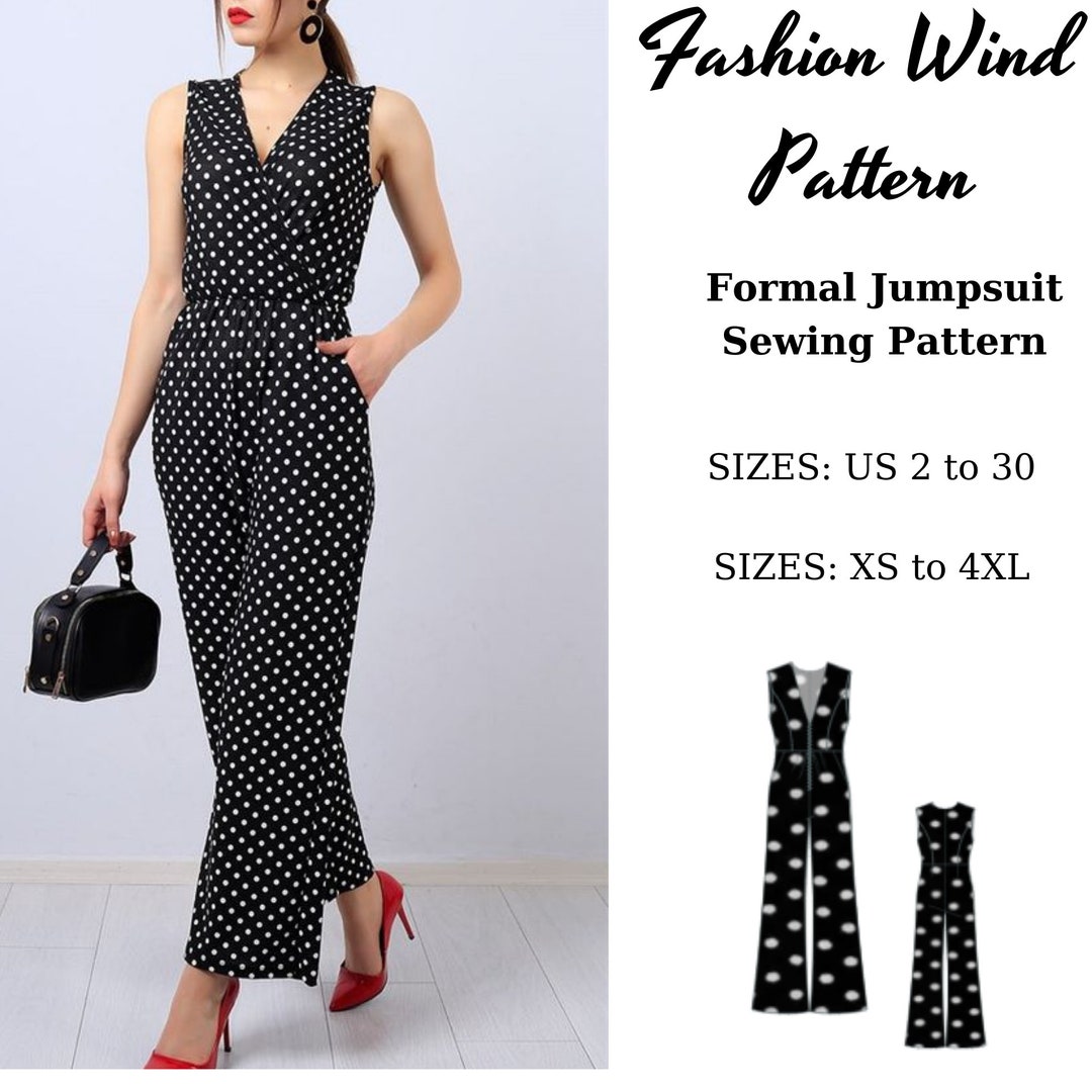 Formal Jumpsuit Sewing Pattern, Cottagecore Jumpsuit Sewing Pattern ...