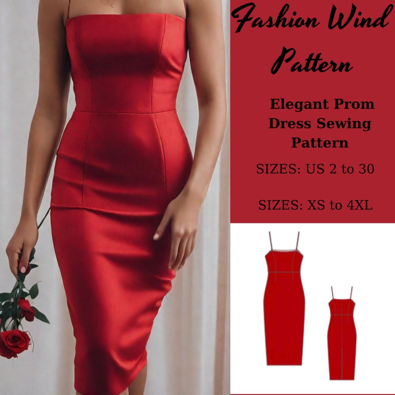 Elegant Prom Dress Sewing Pattern, Night Dress Sewing Pattern, Prom ...