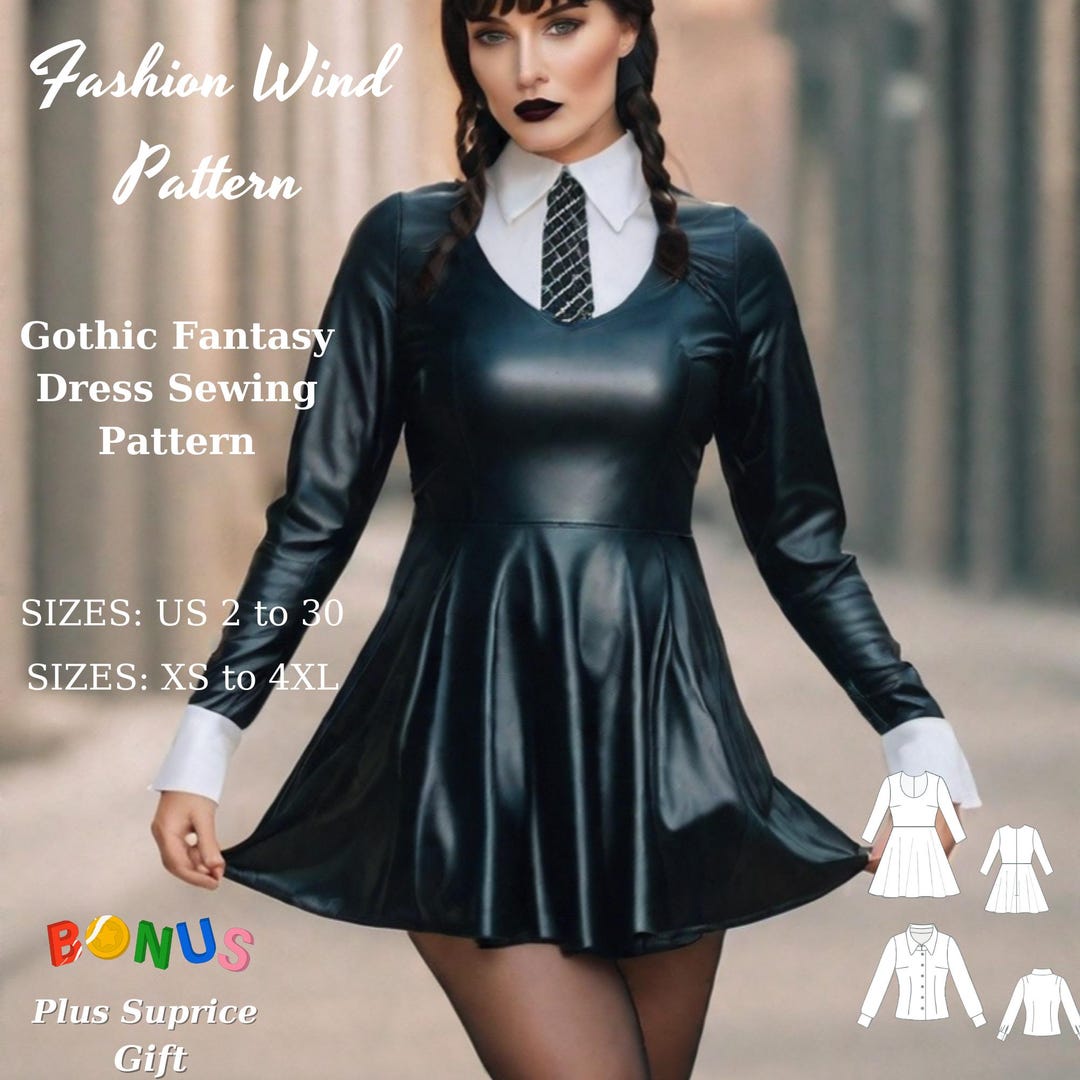 Gothic Costume Dress Pattern, Fantasy Dress, Halloween Costume, School ...