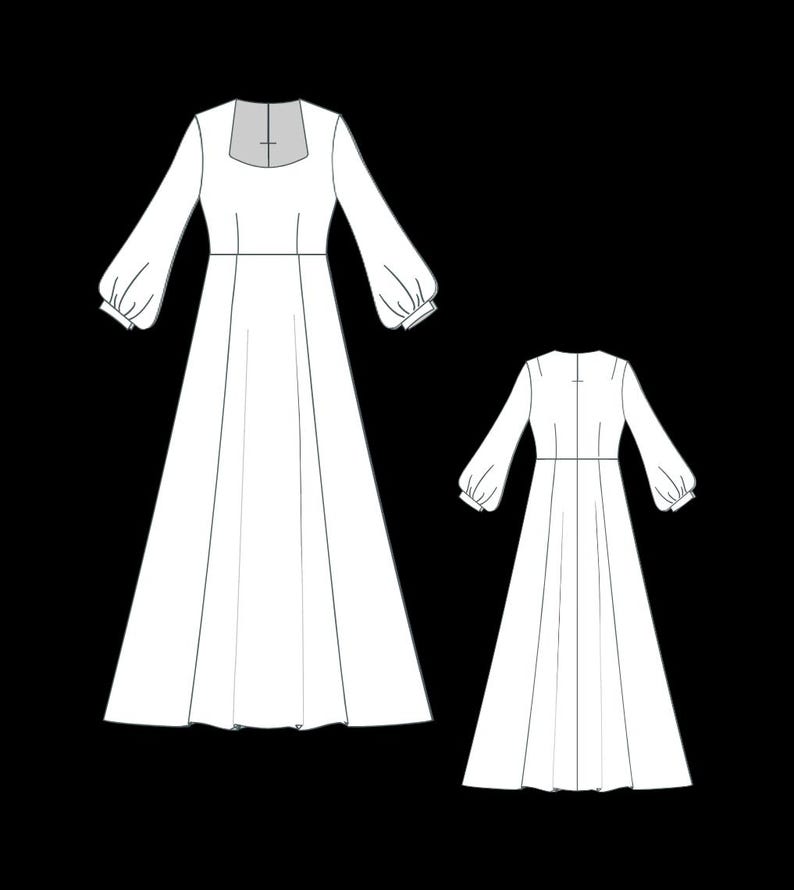 Bridal Gown Sewing Pattern: Modest Wedding Dress, Maxi Dress (A0-A4-US ...