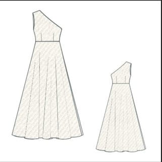 One Shoulder Prom Dress Sewing Pattern, One Shoulder Dress Sewing ...