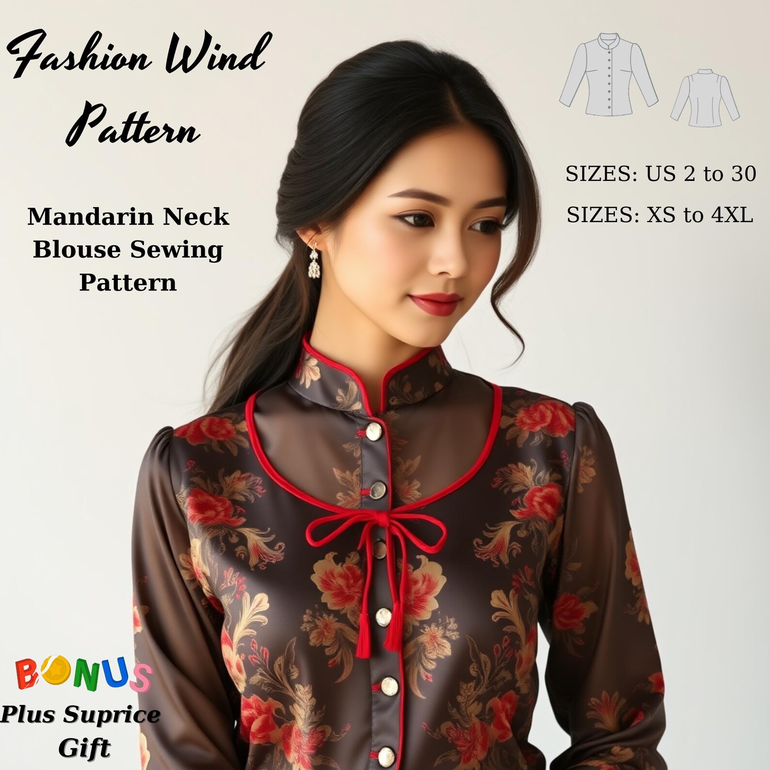Mandarin Neck Blouse Pattern,chinese Vintage Blouse, China Cheongsam ...