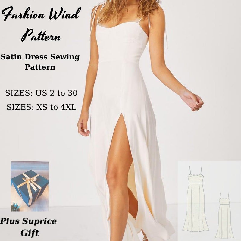 Satin Dress Pattern - Etsy UK