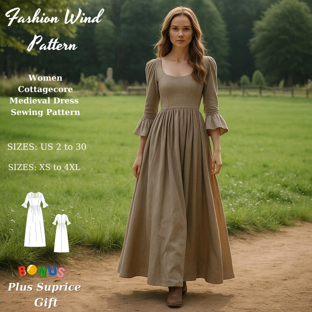 Cottagecore Medieval Dress Sewing Pattern: Pirate Fairycore Costume ...