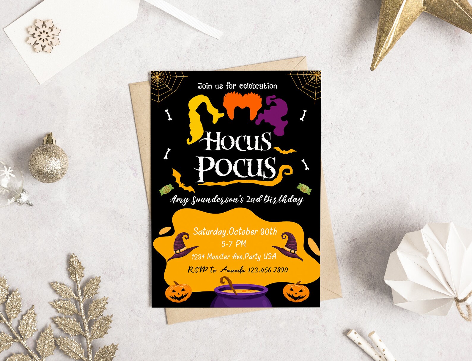 Editable Hocus Pocus Birthday Invitation Template, Printable Birthday ...