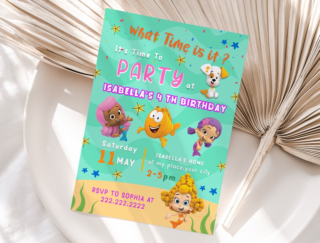 Editable Bubble Guppies Birthday Invitation Template, Printable ...