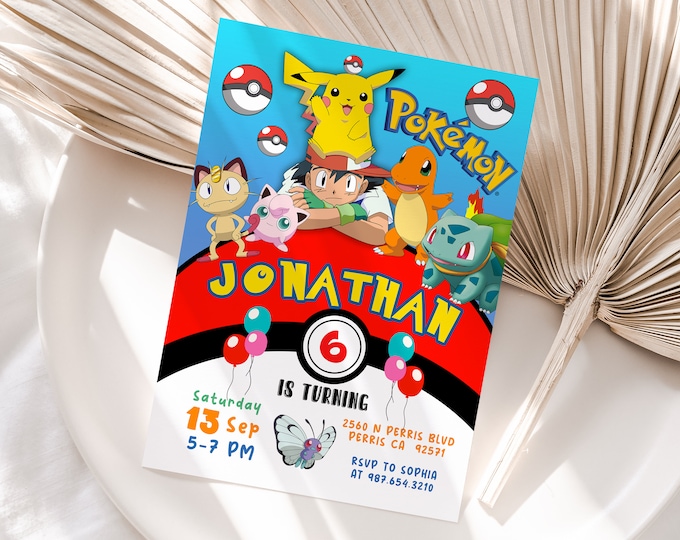 Invitación de Pokémon / Invitación editable / Invitación de cumpleaños ...