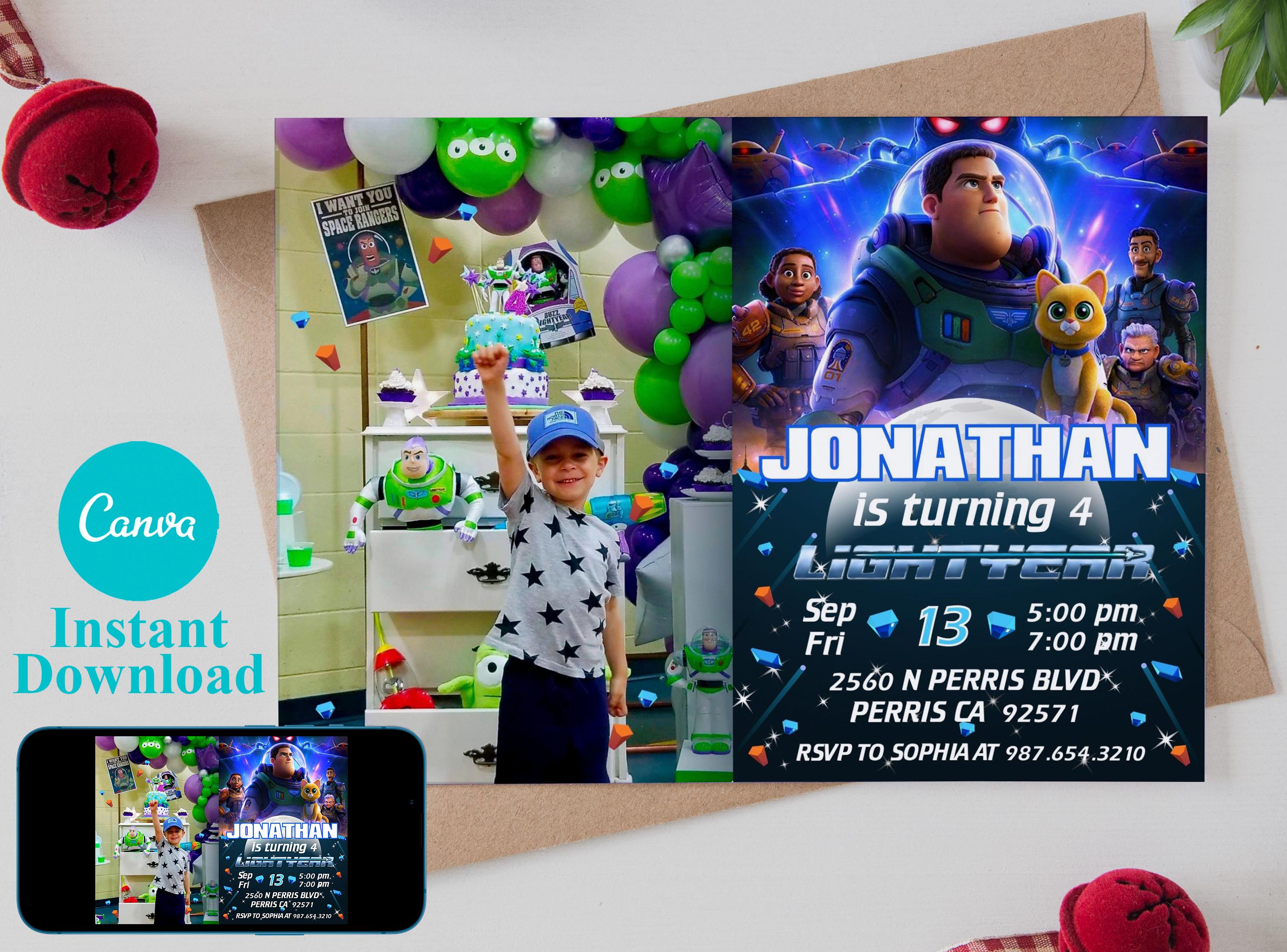 Editable Photo Lightyear Birthday Invitation Template, Printable ...