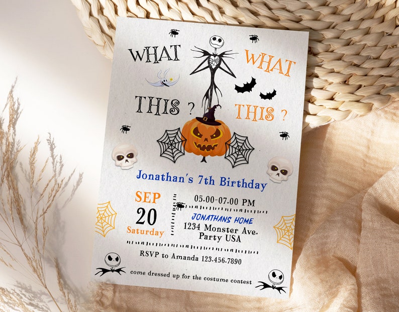 Editable Nightmare Before Christamas Birthday Invitation Template ...