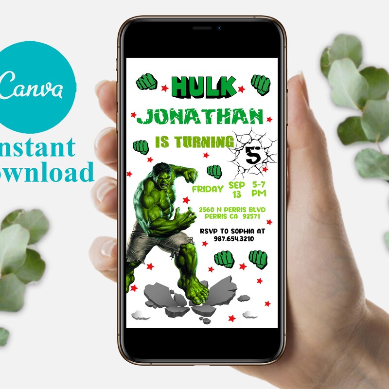 Hulk Invitations - Etsy
