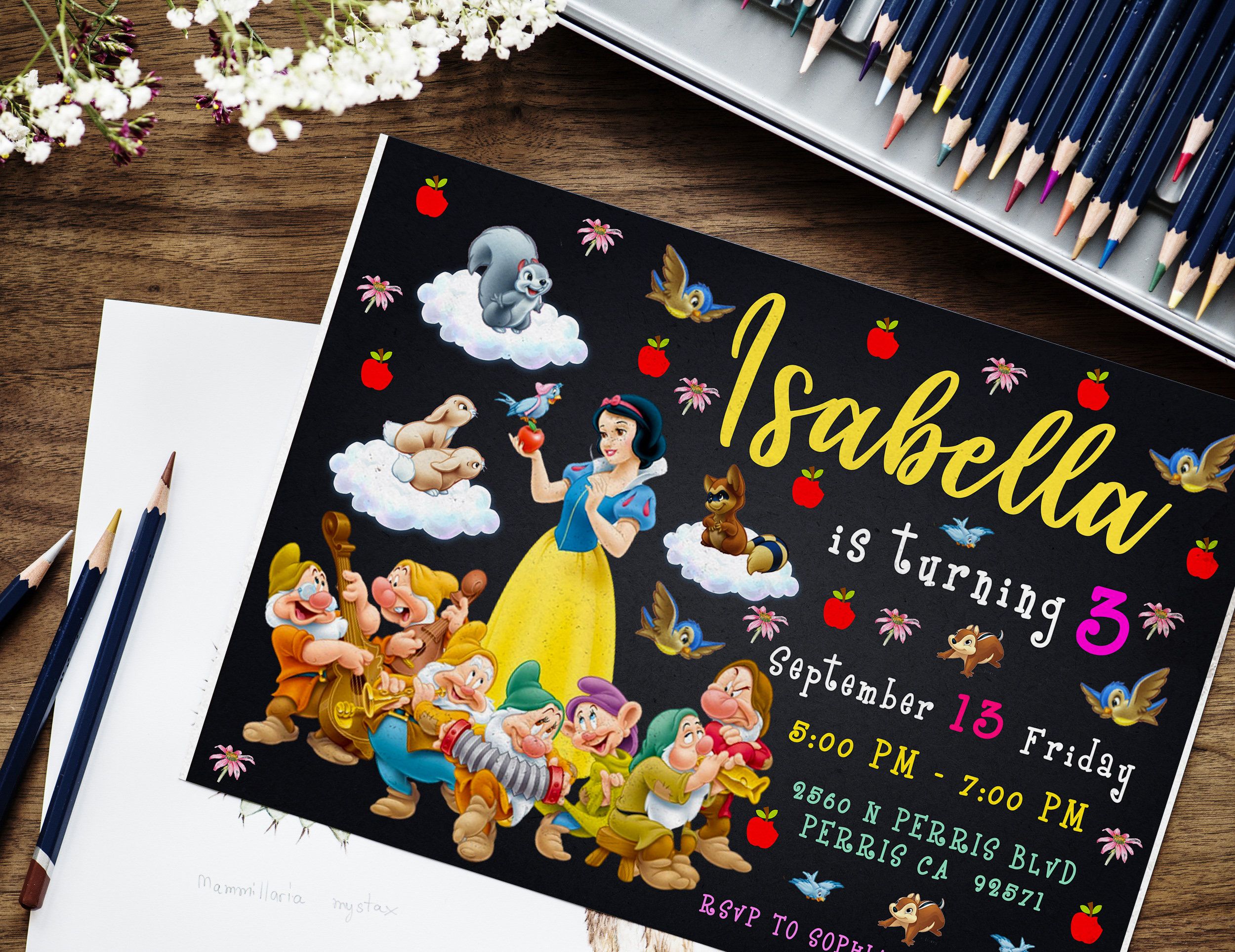 Snow White Birthday Invitation Template, Kids Party, Editable in Canva ...