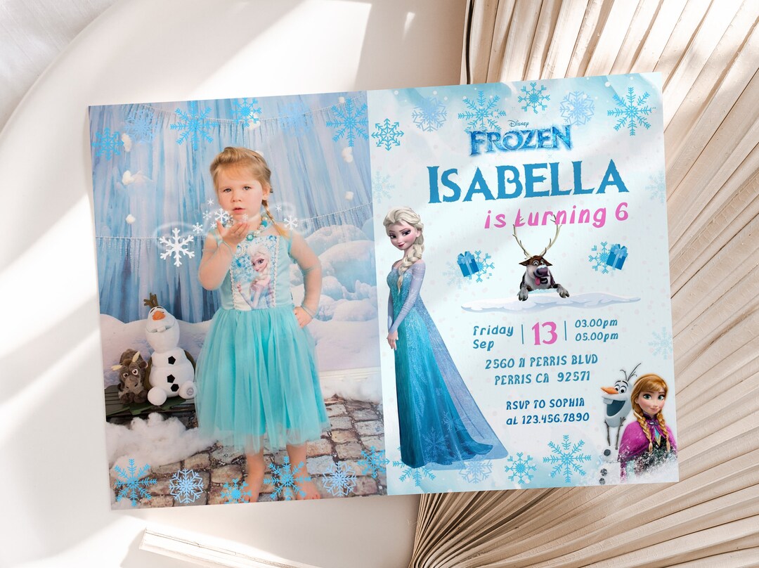 Editable Photo Frozen Birthday Invitation Template, Printable Birthday ...