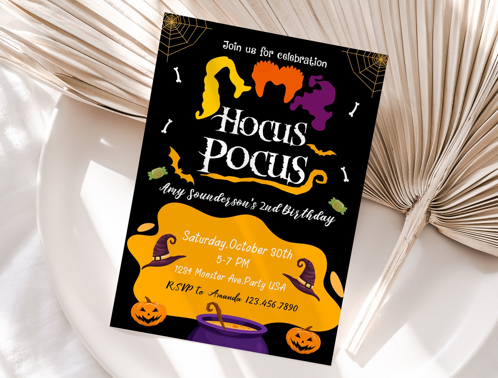 Editable Hocus Pocus Birthday Invitation Template, Printable Birthday ...