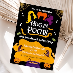 Editable Hocus Pocus Birthday Invitation Template, Printable Birthday ...