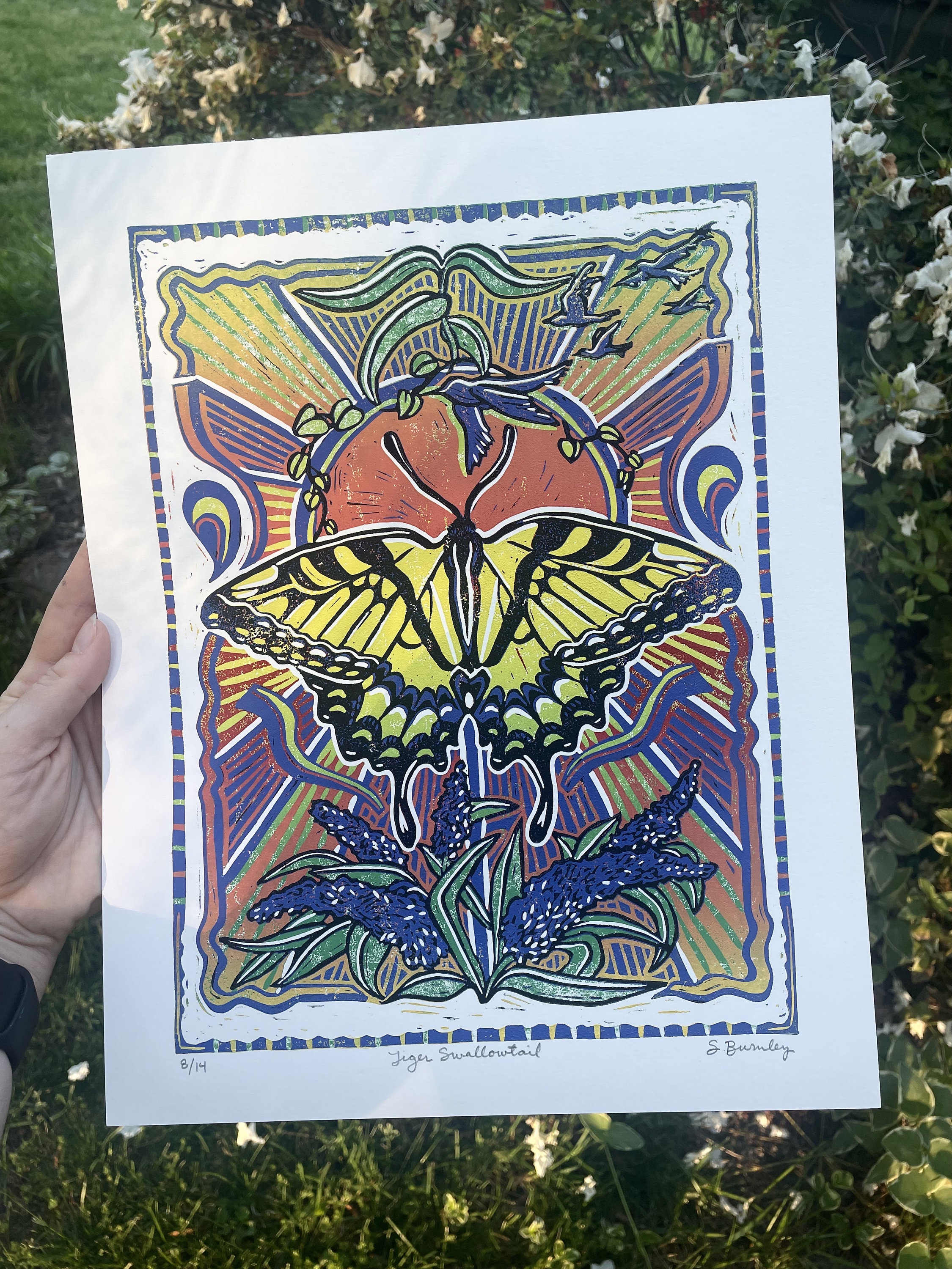 Tiger Swallowtail Linocut Print Reduction Printmaking - Etsy