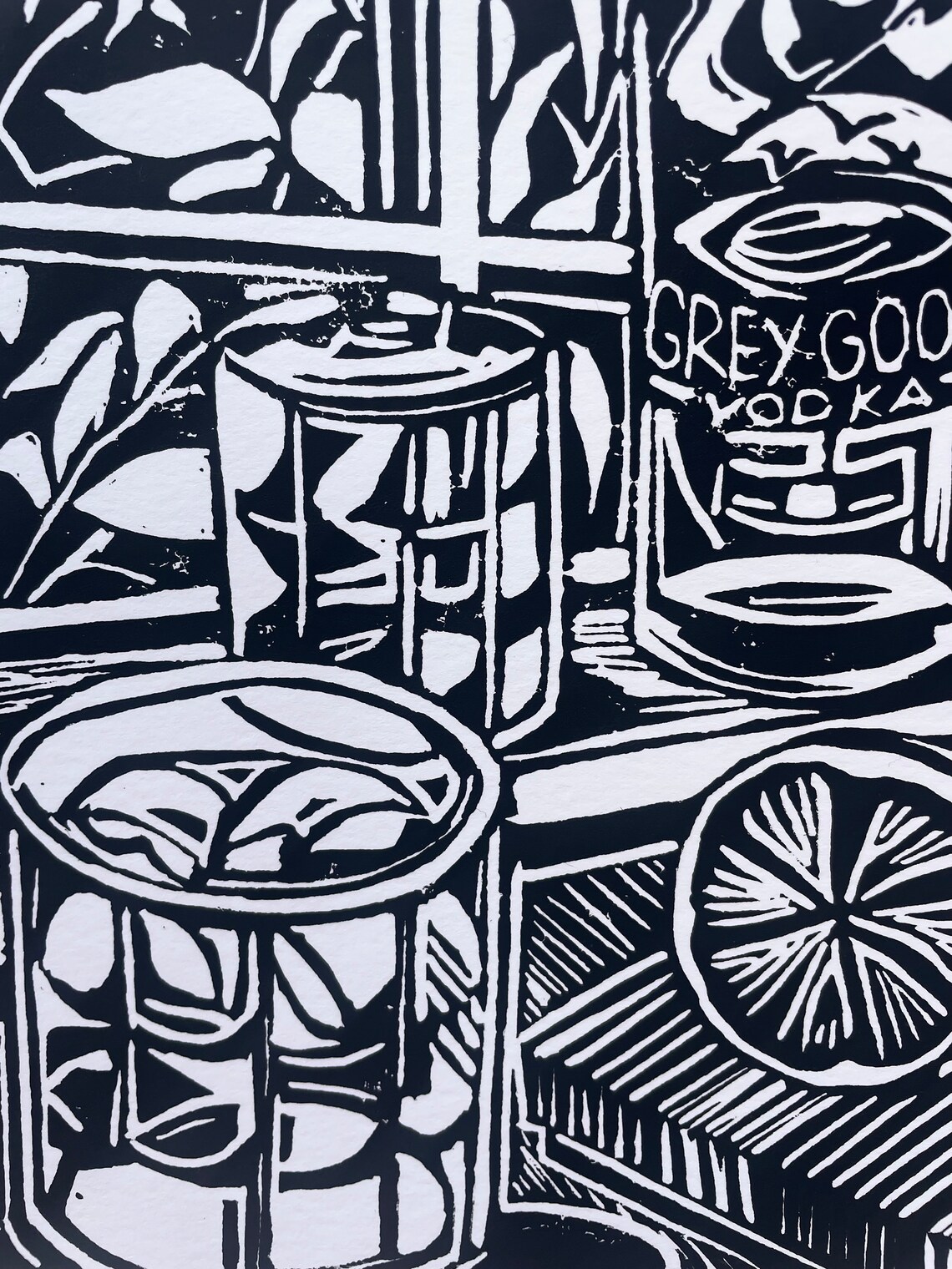 Grey Goose Linocut Print - Etsy