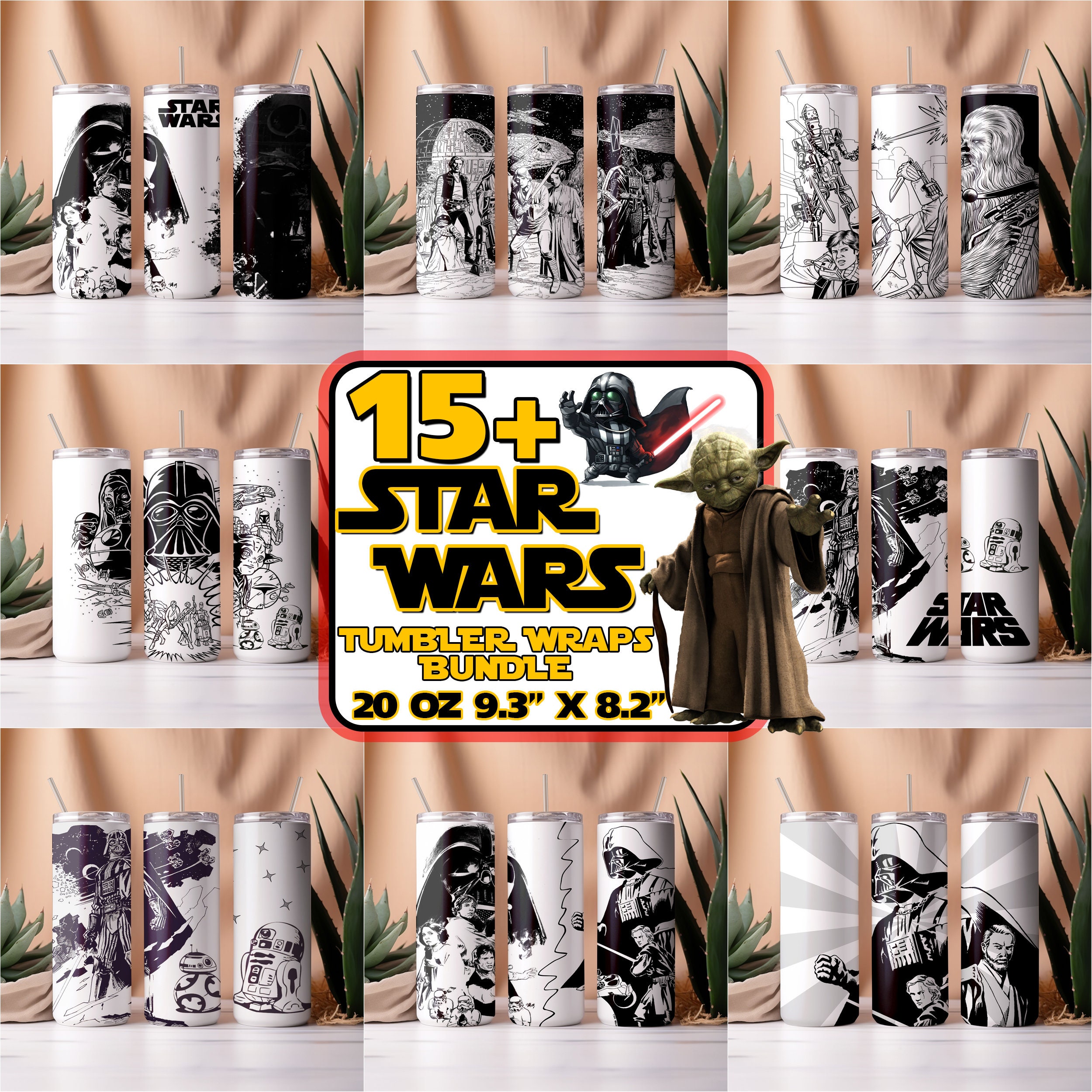 Star Wars Tumbler Wrap Bundle | 20 Oz Star Wars Quencher Tumbler PNG ...