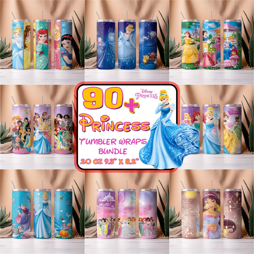 Princess Tumbler Wrap Bundle | 20 Oz Princess Tumbler PNG Image ...