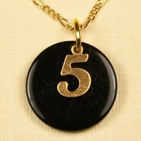 Vintage Black Celluloid Number 5 Necklace request Any Number - Etsy
