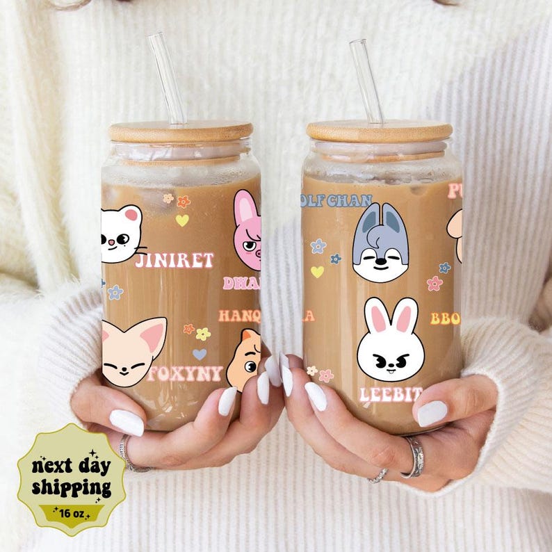 SKZOO Glass Can, Stray Kids Iced Coffee Cup, Kpop Fan Gift, SKZ Cartoon ...