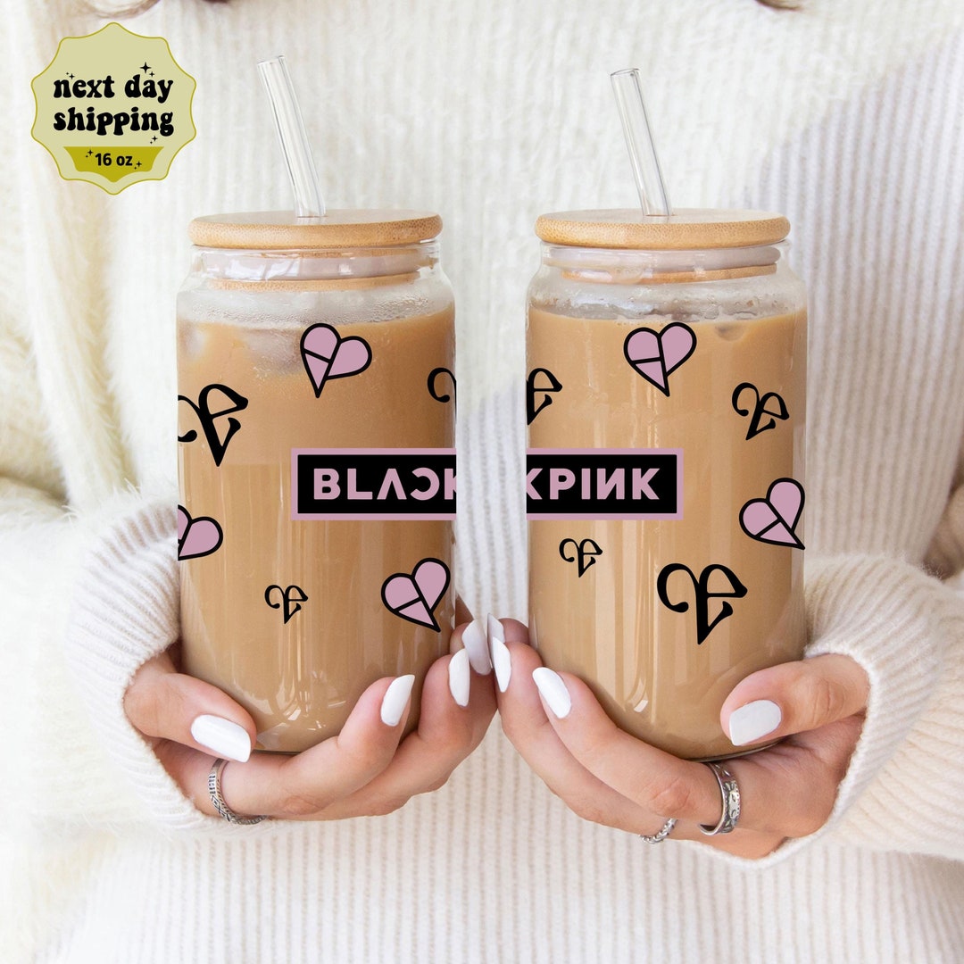 Personalized KPOP Lover Glass Can, Black Pink in Your Area, Reusable ...