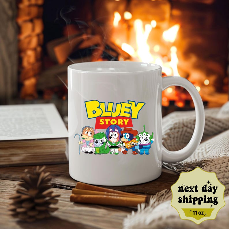 Bluey Story Mug, Cartoon Design, Bluey Family Coffee Cup,bluey Inspired ...