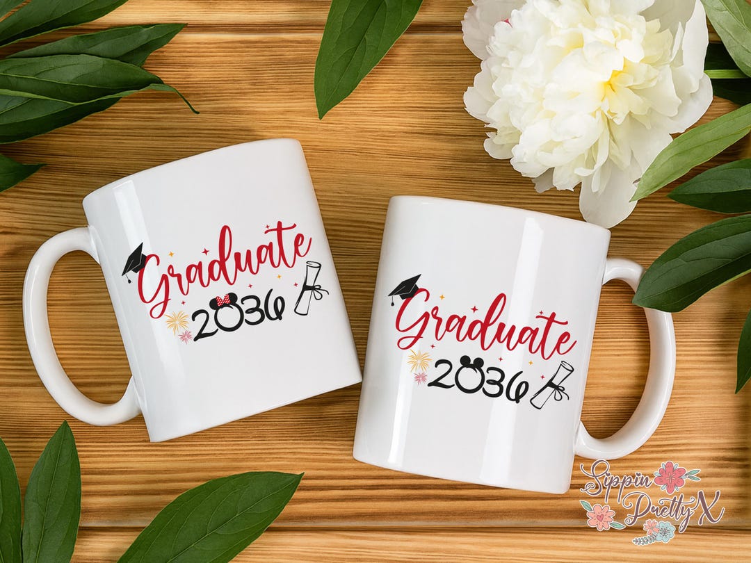 Custom Graduation Mug With Year, Cute Grad Gift for Disney Fans, 11oz ...