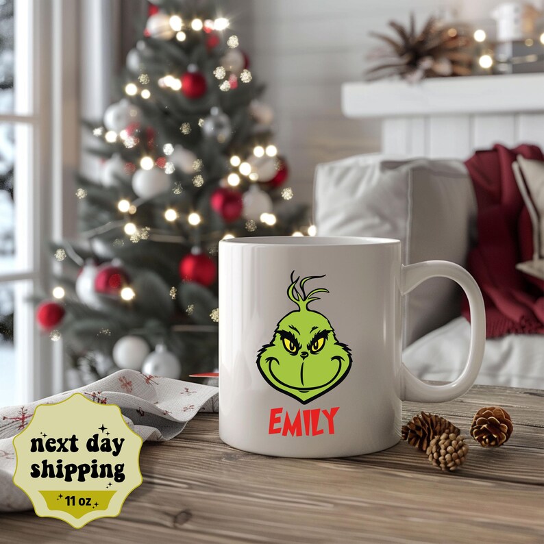 Personalized Grinch Coffee Mug, Merry Grinchmas Gift, 11oz Ceramic Tea ...