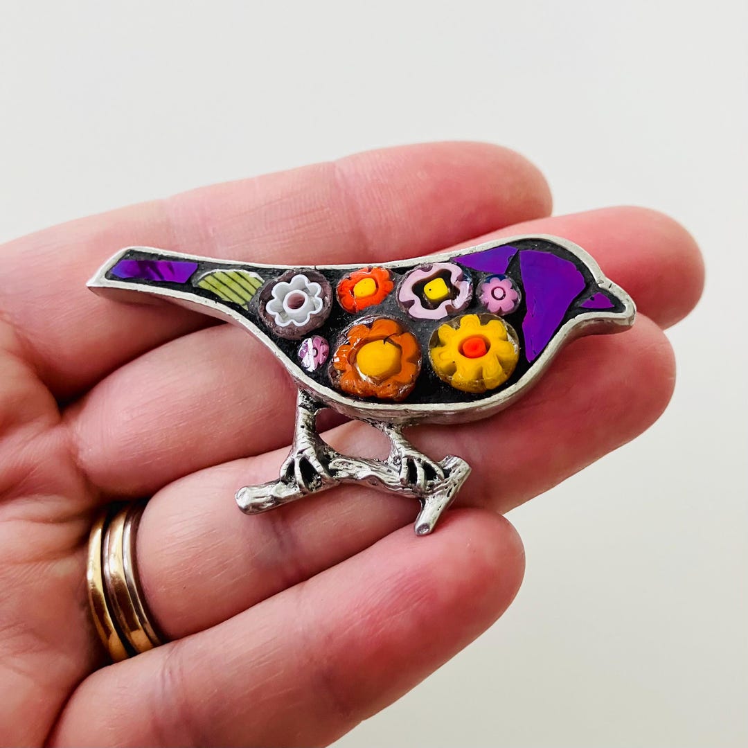 Mosaic Bird Brooch - Passerine Pal - Angela Ibbs - Etsy