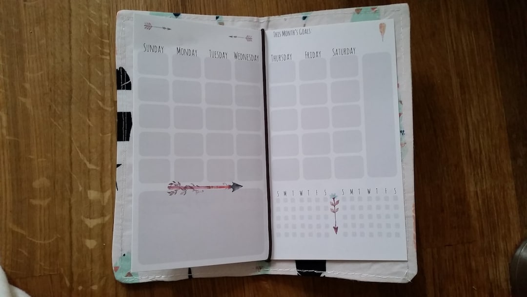 Boho MONTH on 2 Pages Inserts-personal Midori Size*midori, Fauxdori ...