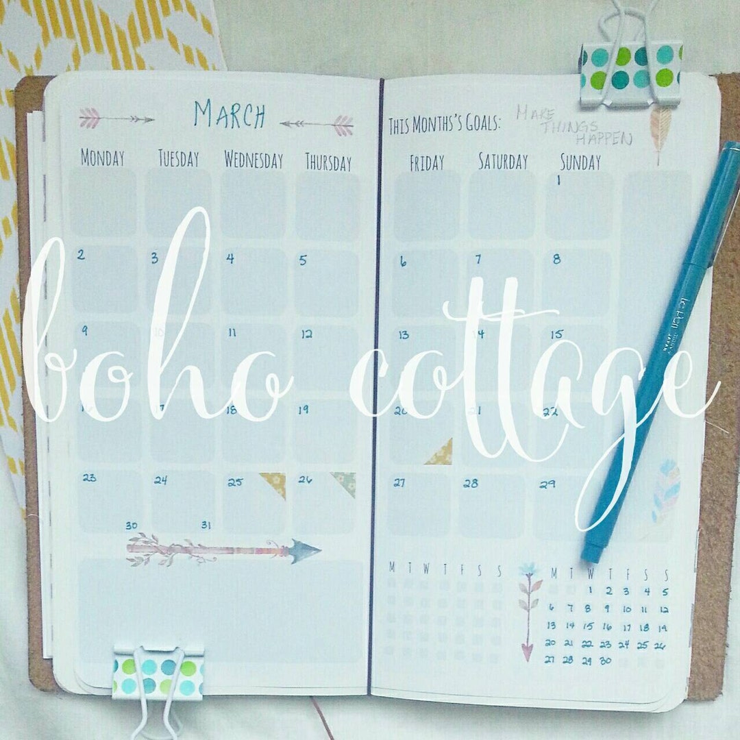 Boho WIDE/CAHIER Size-complete Set Planner Insert Printable*midori, Mtn ...