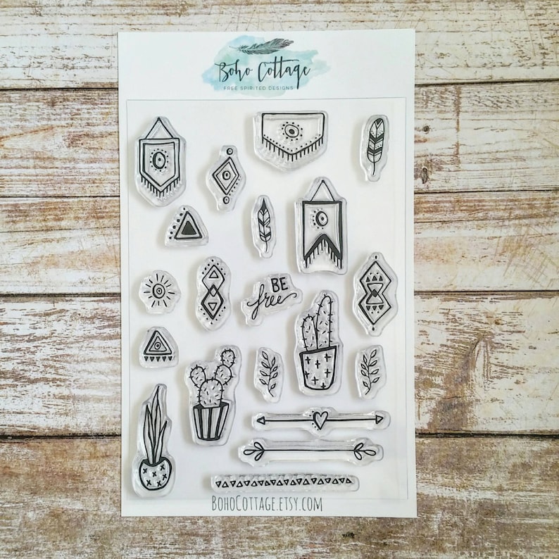 Boho Clear Stamps for Planners and Journals Bullet Bujo - Etsy