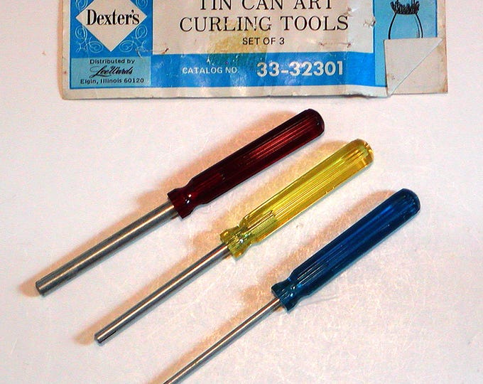Vintage Dexter's Set of 3 TIN CAN ART Curling Tools Leewards #33-32301 ...
