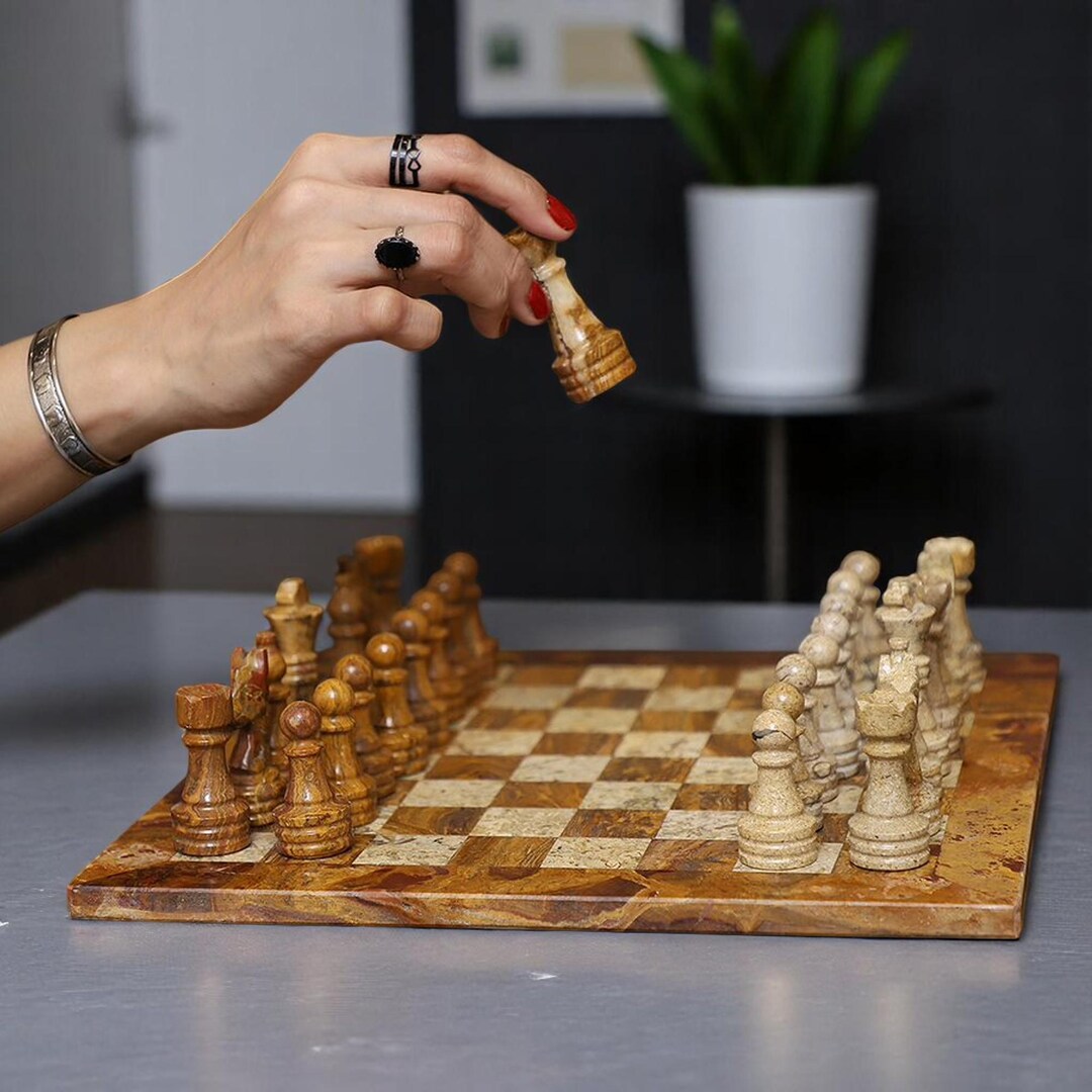 Premium Marble Chess Board | Weighted Stone Chess Pieces | Luxury ...