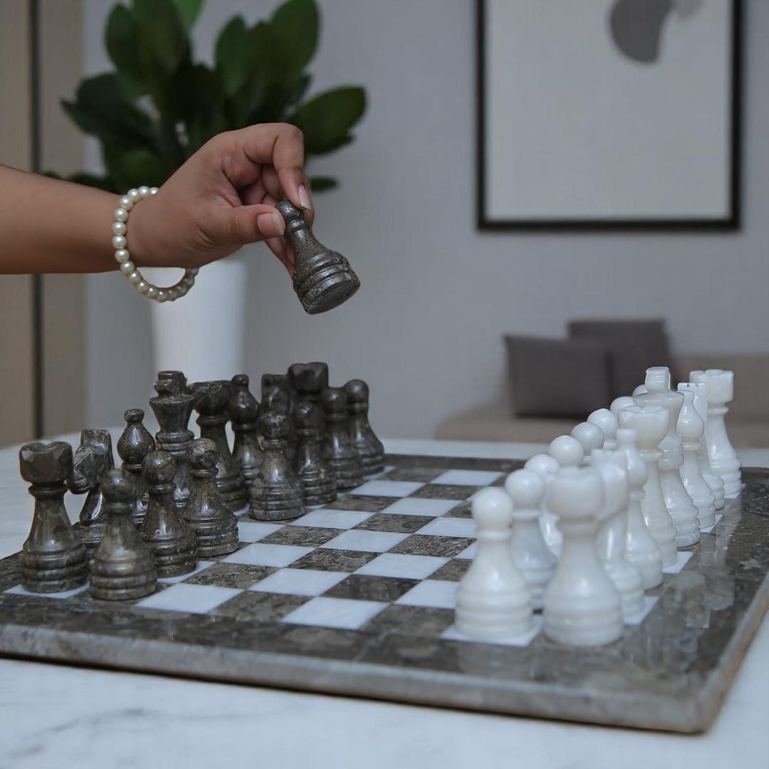 Large Marble Chess Pieces | Chess Set for Home Decor | Handcrafted ...