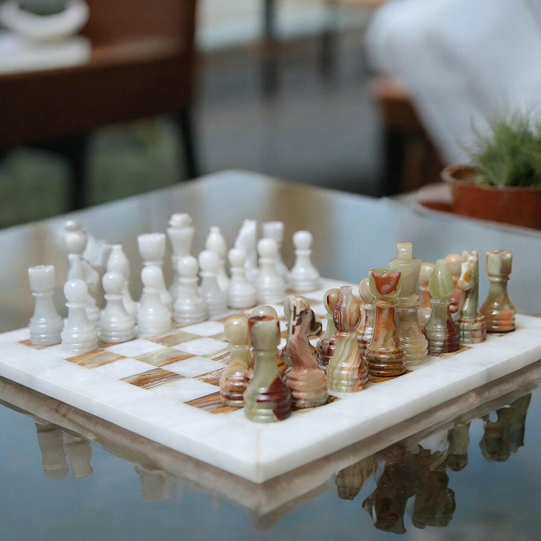 Marble Chess Sets Luxury Chess Board Christmas Gifts for Him White and ...