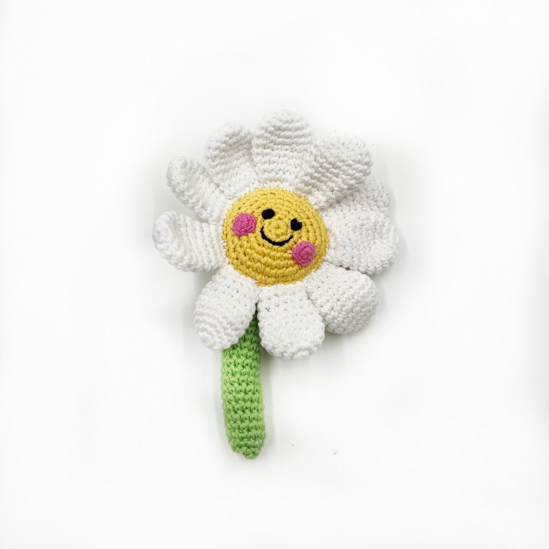 Pebble Toy Daisy Rattle | Plush Toy Daisy Flower | Handmade Toy - Etsy