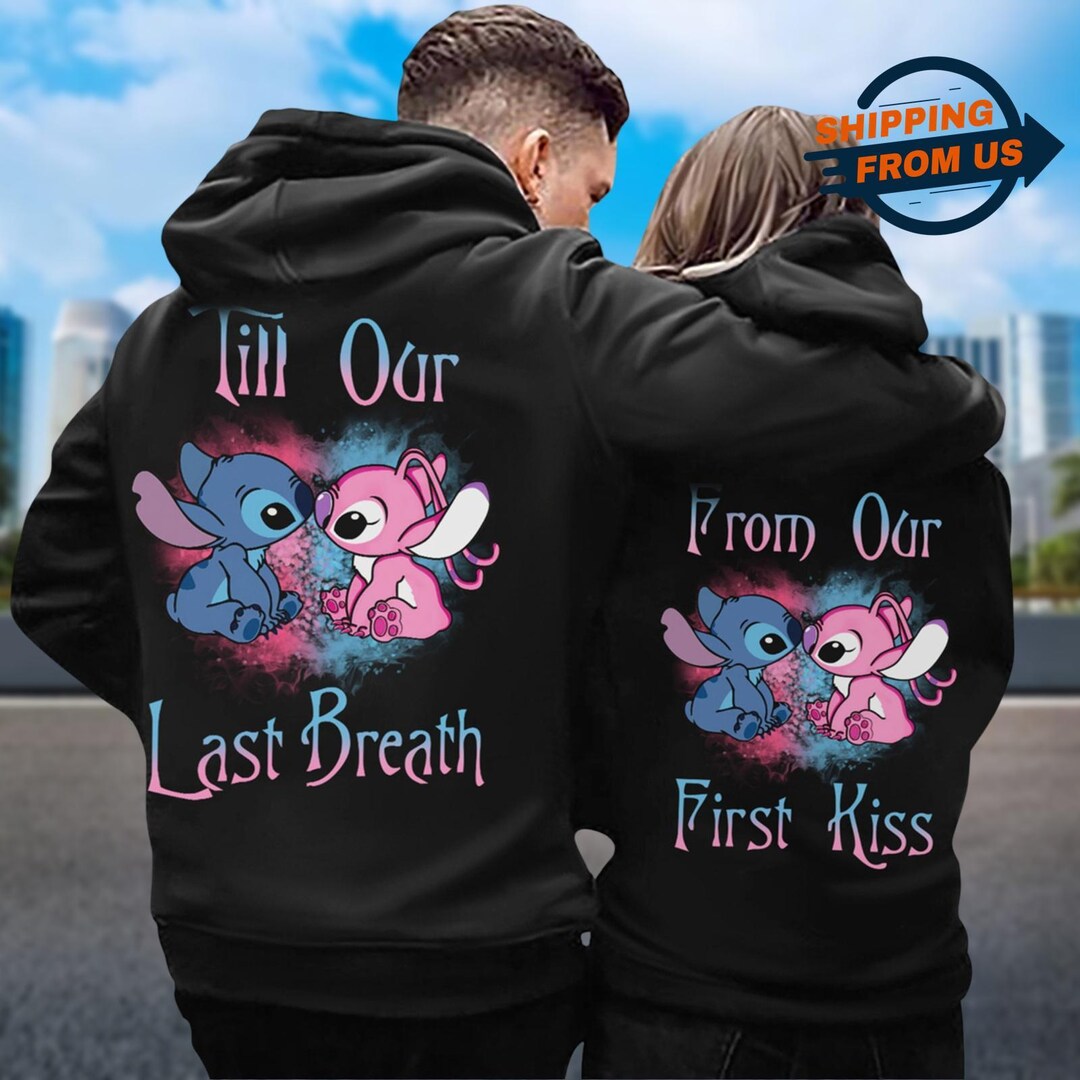 Stitch and Angel Hoodie, From Our First Kiss Couple Hoodie, Disney ...