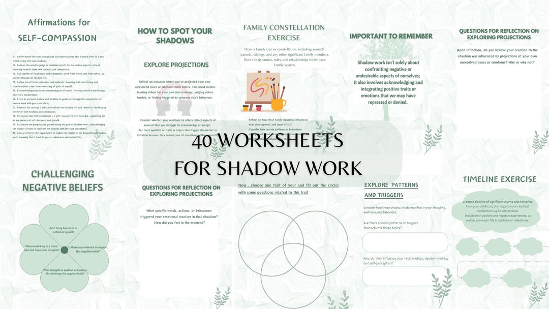 Shadow Work Journal, 40 Shadow Work Worksheets, Shadow Work Workbook ...