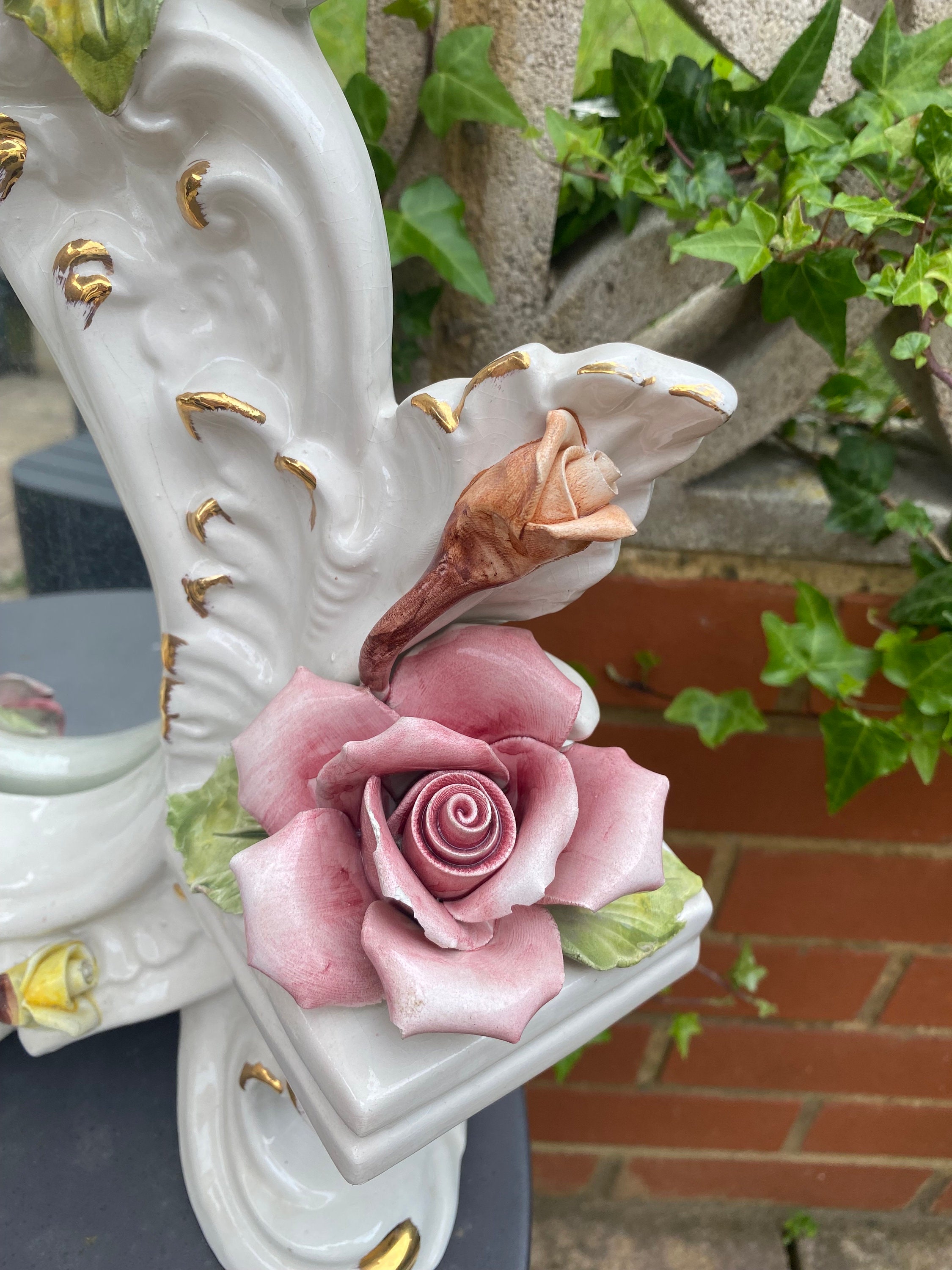 Ceramic Mirror With Roses and Gold Detail - Etsy