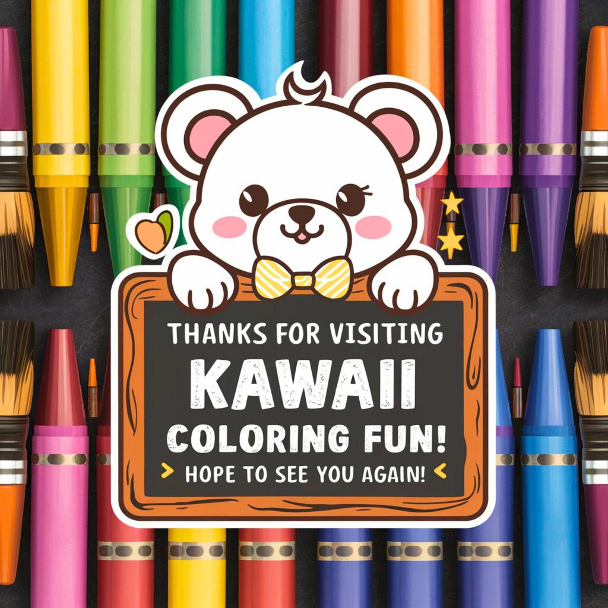 Kawaii Bear Coloring Pages for Adults, Cozy Bear Coloring Book, Kawaii ...