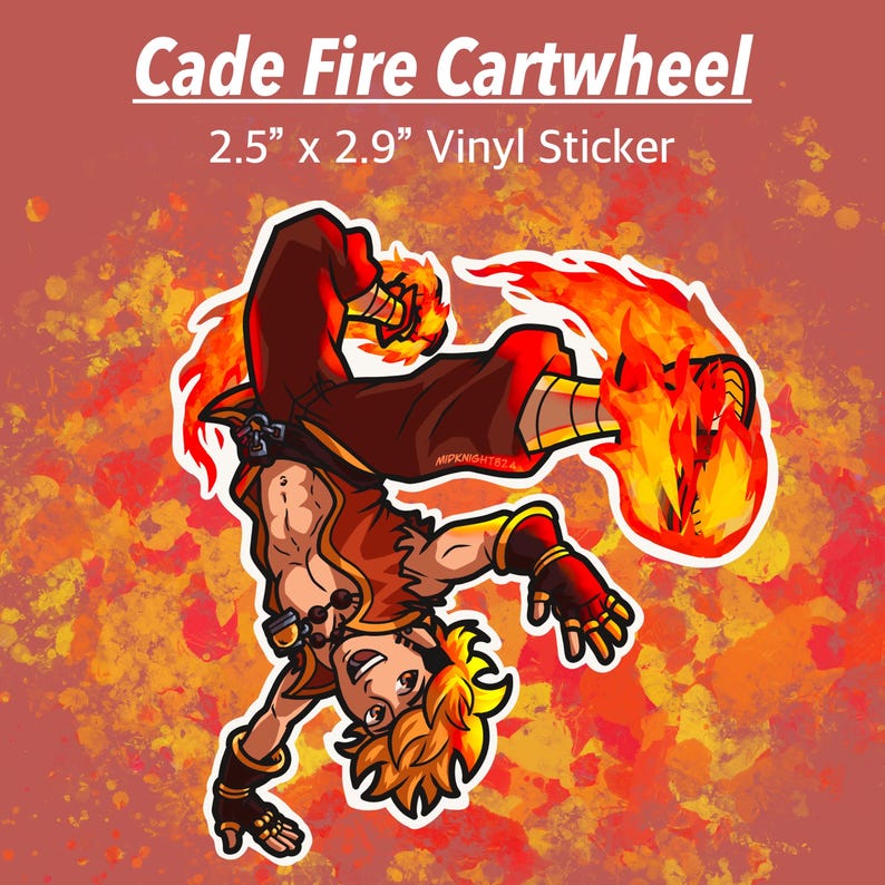 OC - Cade Fire Cartwheel Vinyl Sticker - Etsy