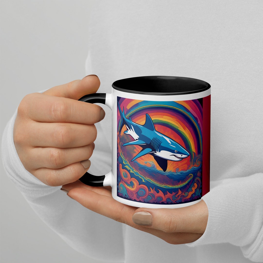 Psychedelic Shark Design 11 Oz Mug With Color Inside - Etsy