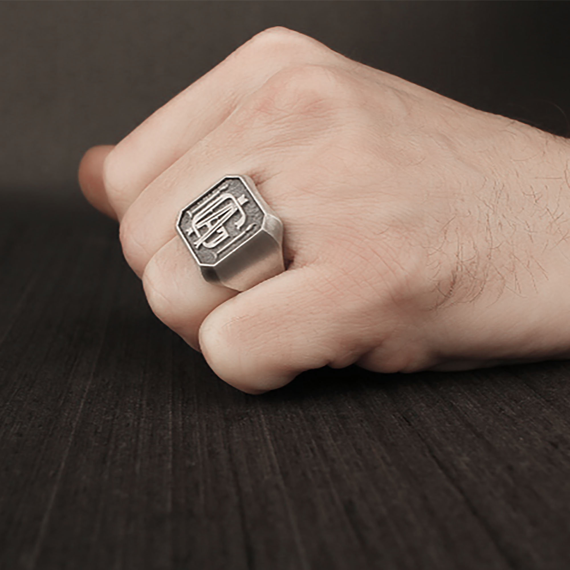 Silver Signet Ring Personalized Engraved Men's Ring Signet Ring ...