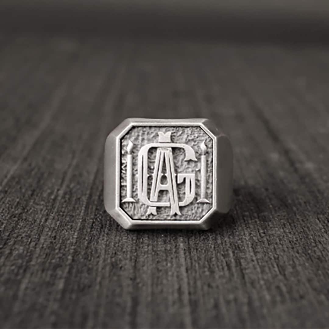 Silver Signet Ring - Personalized - Engraved Men's Ring - Signet Ring ...