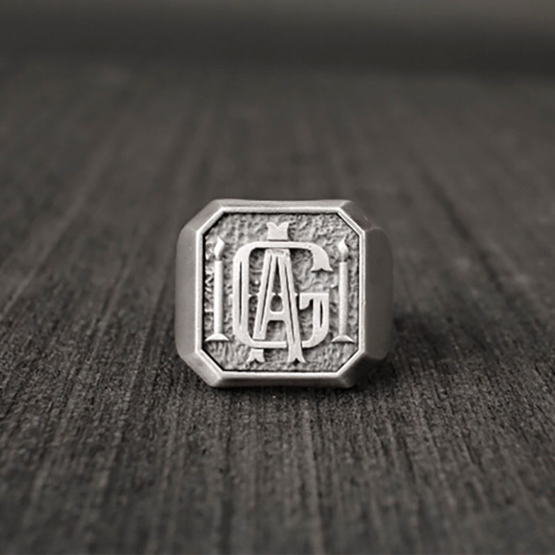 Monogram Signet Ring - Etsy