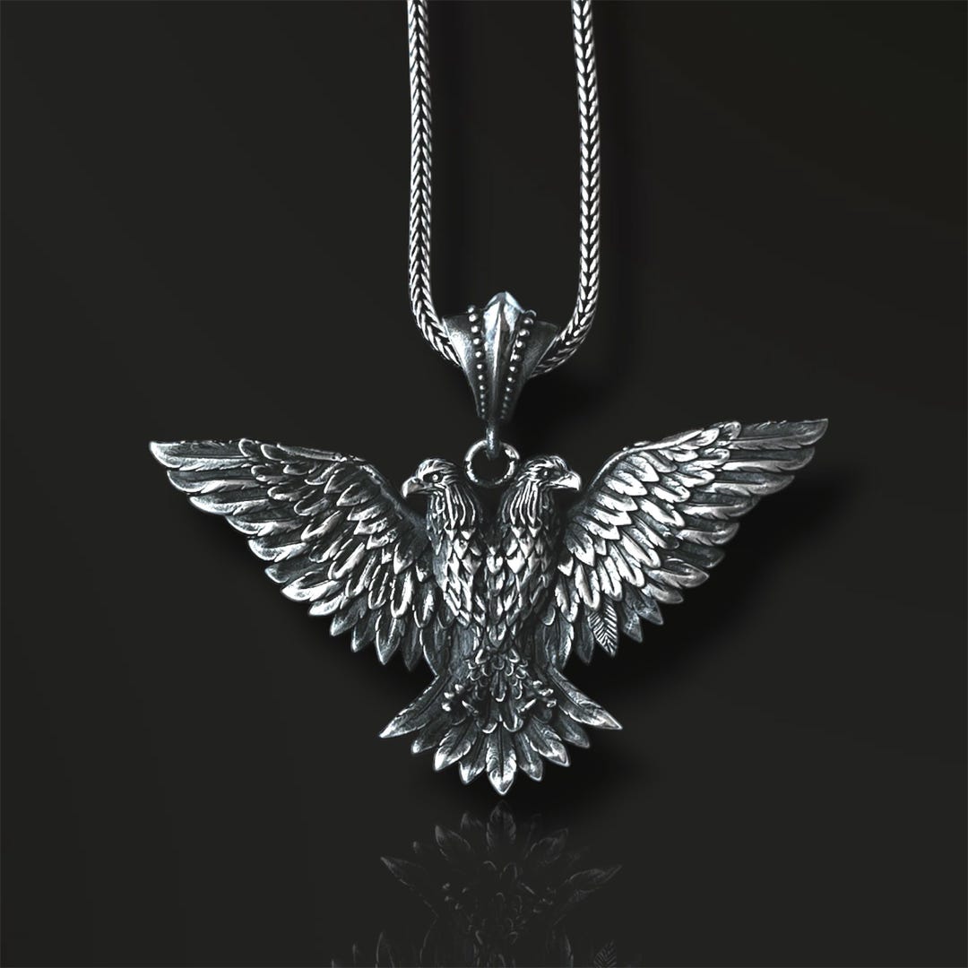 Silver Necklaces - Double Headed Eagle Sterling Silver Necklace ...