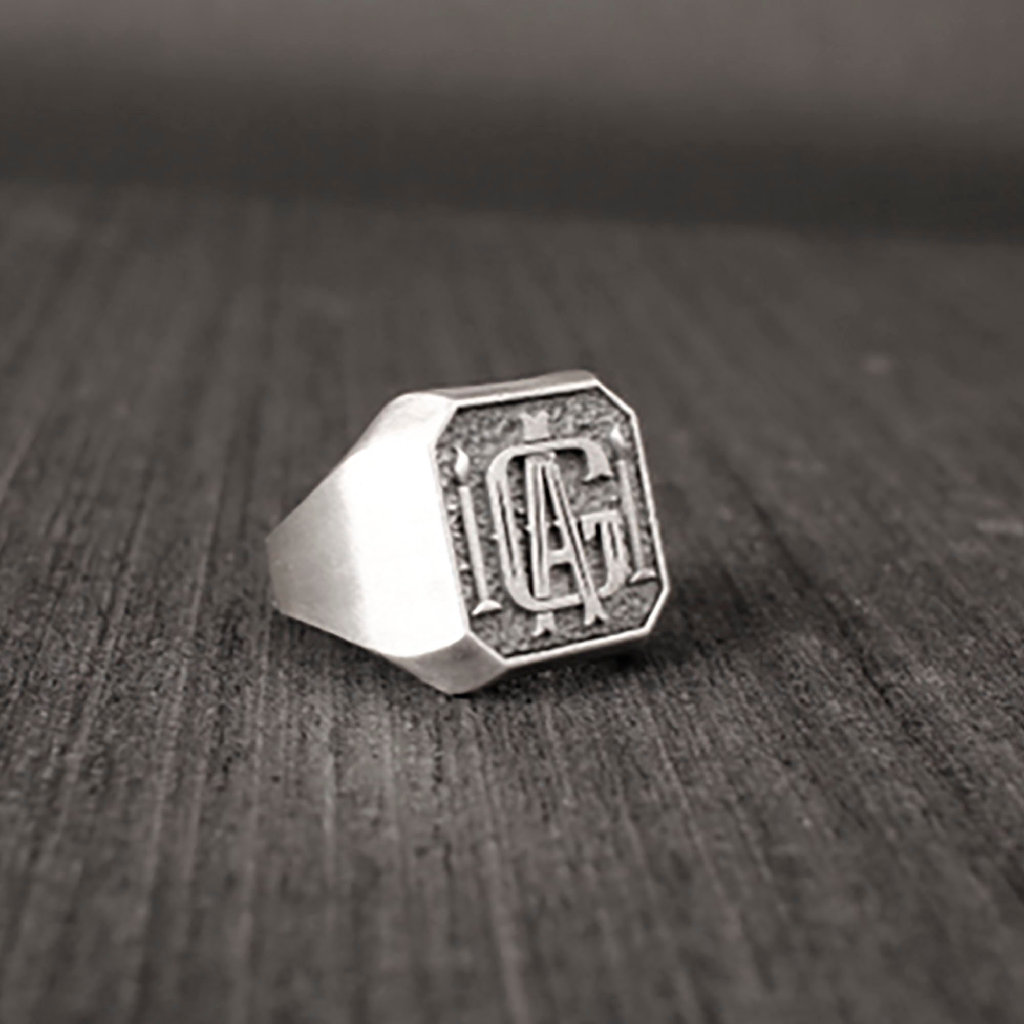Silver Signet Ring Personalized Engraved Men's Ring Signet Ring ...